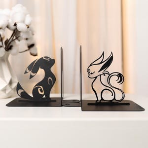 Book Lover Gift Anime Bookends Black Foxes Manga Book Ends Cute Metal ...
