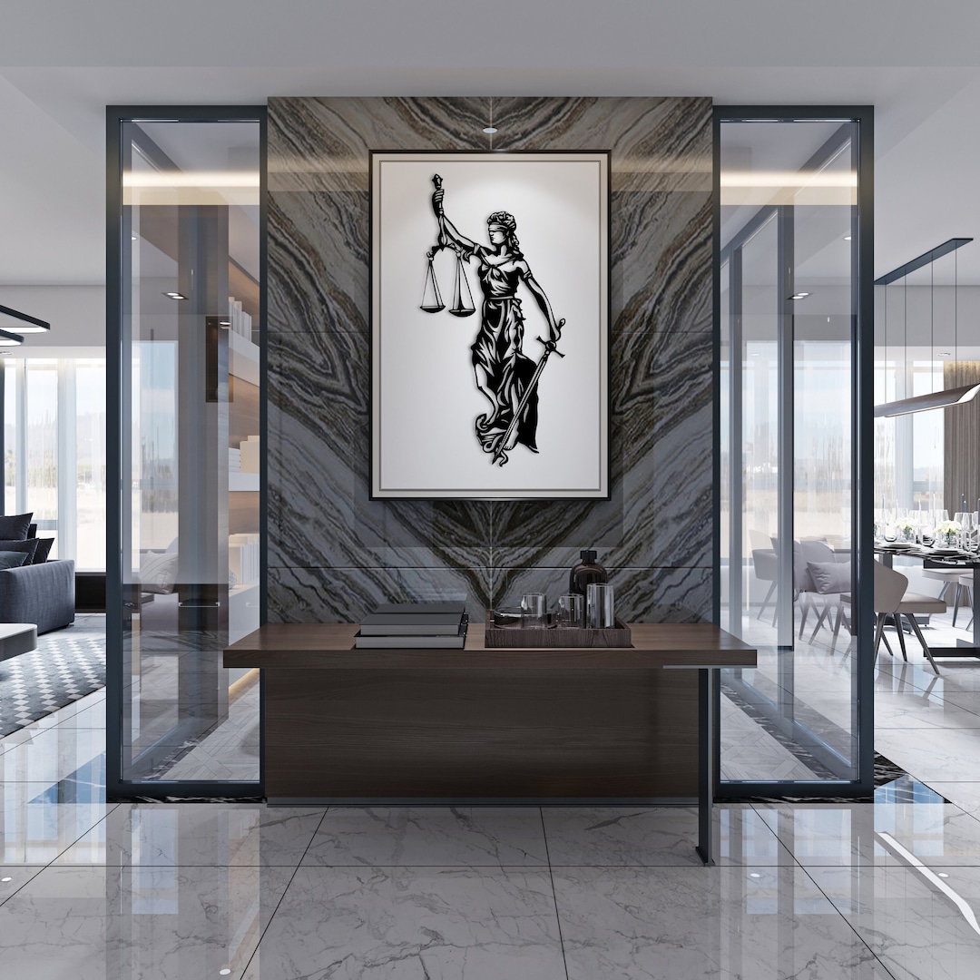 Metal Wall Art Lady Justice Goddes Large Wall Hanging Unframed Lawyer ...