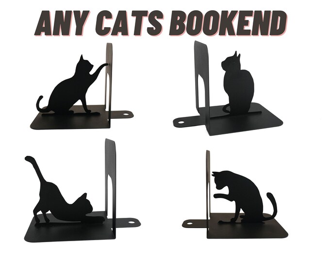Metal Cat Bookends, Pair of Cast Iron Cat Book Ends, Antique Bronze ...