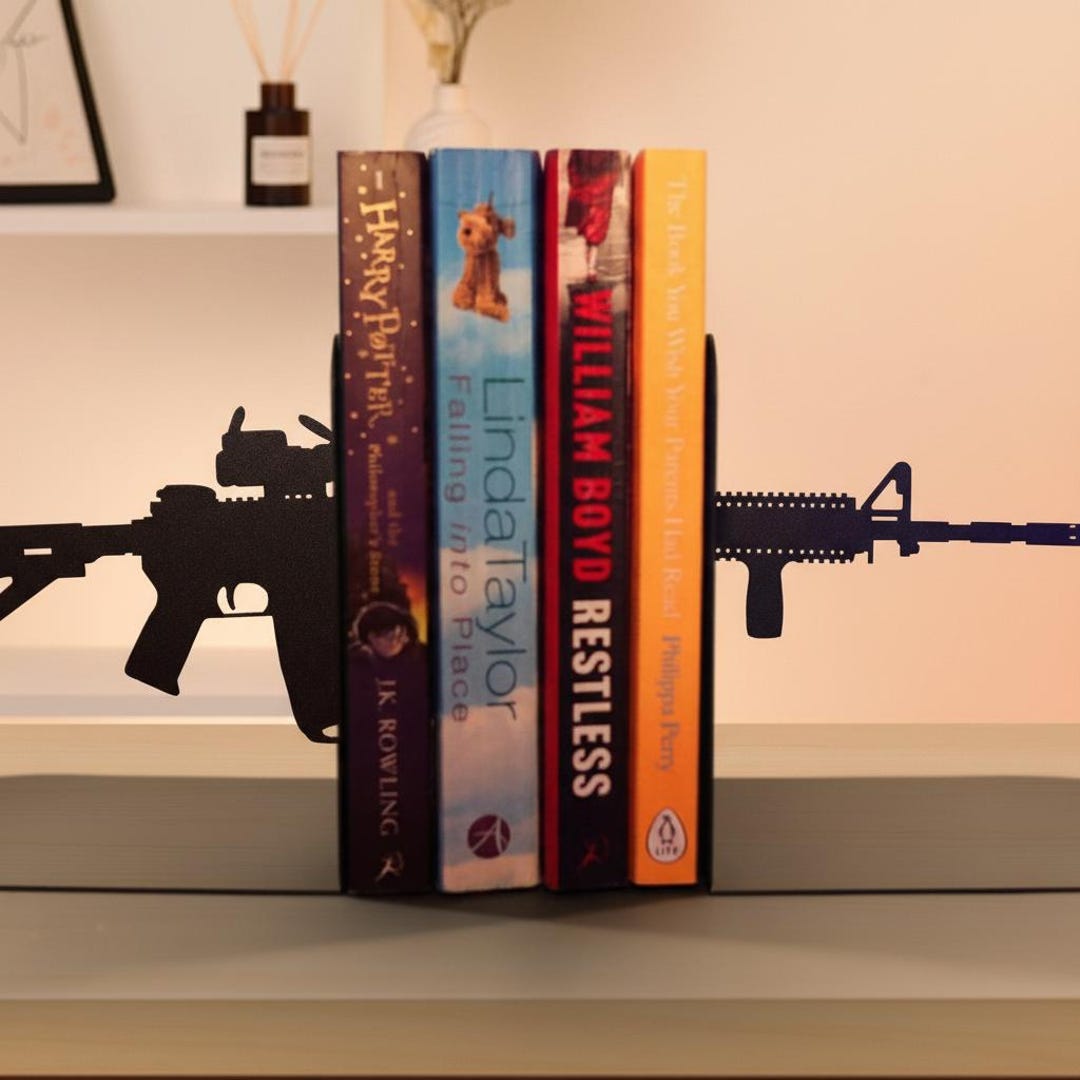 AR15 Gun Bookends, Metal Military Book Stopper, Gamer Gift - Etsy