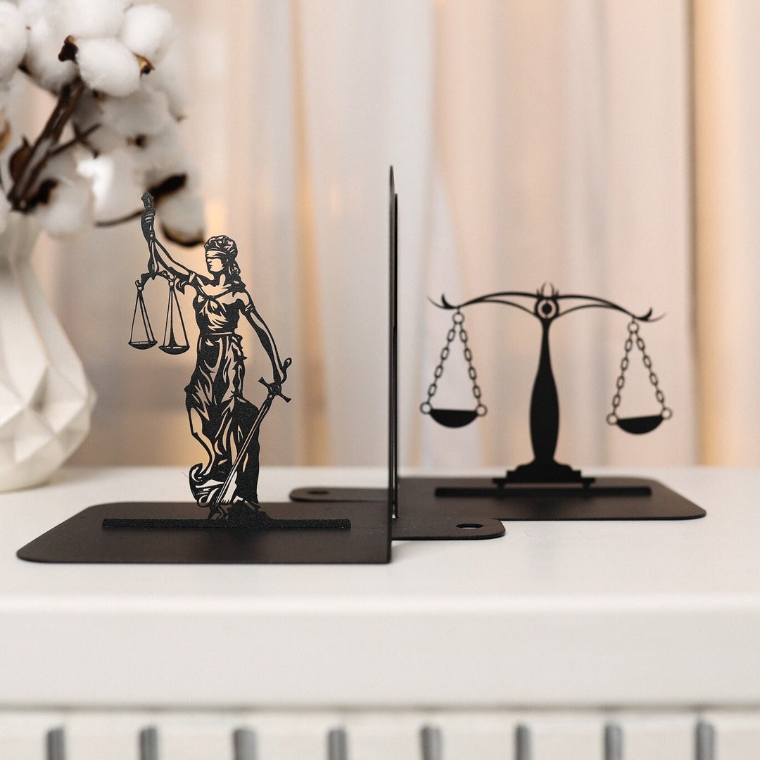 Bookends Lawyer Metal Book Ends Scales of Justice Art Unique Bookend ...