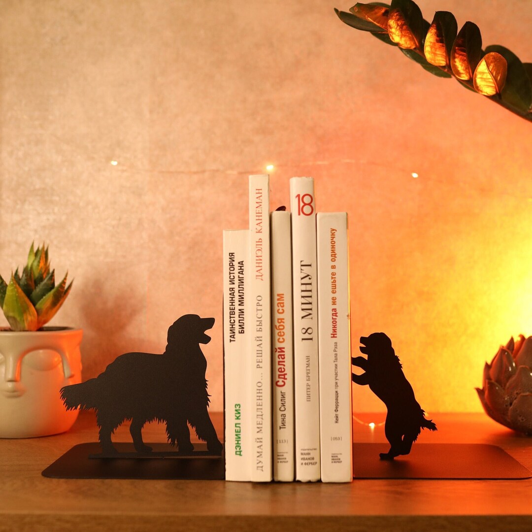 Dog Bookends Golden Retriever Unique Room Decor Book Ends Labrador ...