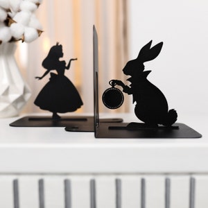 Bookends Alice in Wonderland Metal Book End Alice and White Rabbit ...