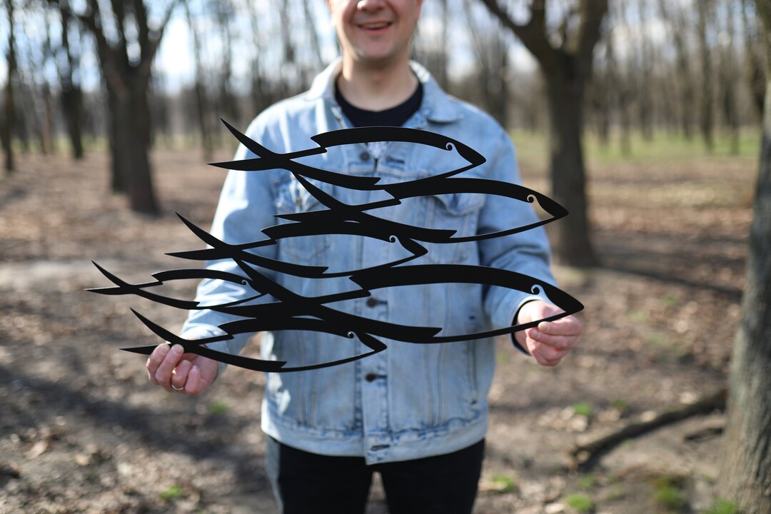 Nature Metal Decor Fishes Black Metal Minimalist Wall Art - Etsy
