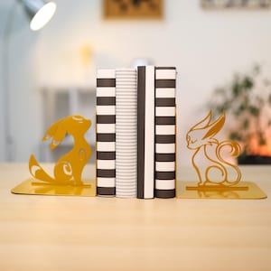 Book Lover Gift Anime Bookends Black Foxes Manga Book Ends Cute Metal ...