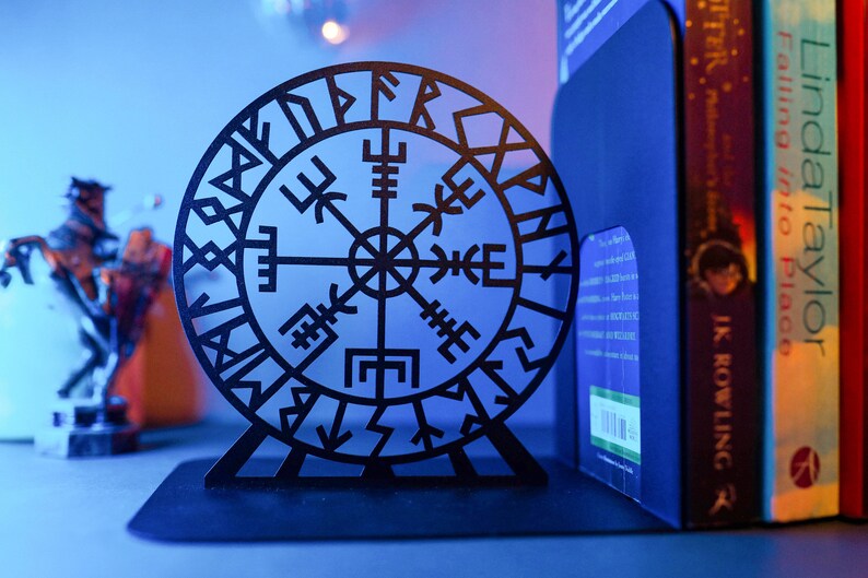 Bookend Set Viking Compass and Drakkar Unique Norse Metal - Etsy