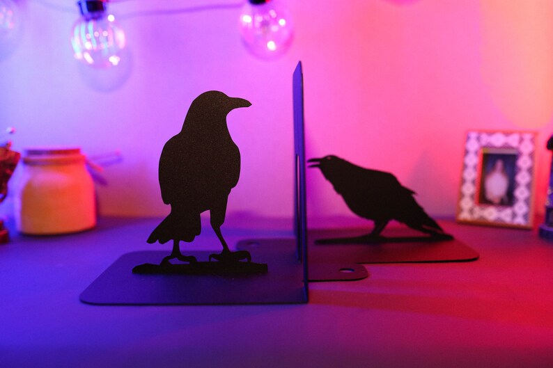 Bookend Unique Set of Crows Black Metal Gothic Art Book End - Etsy
