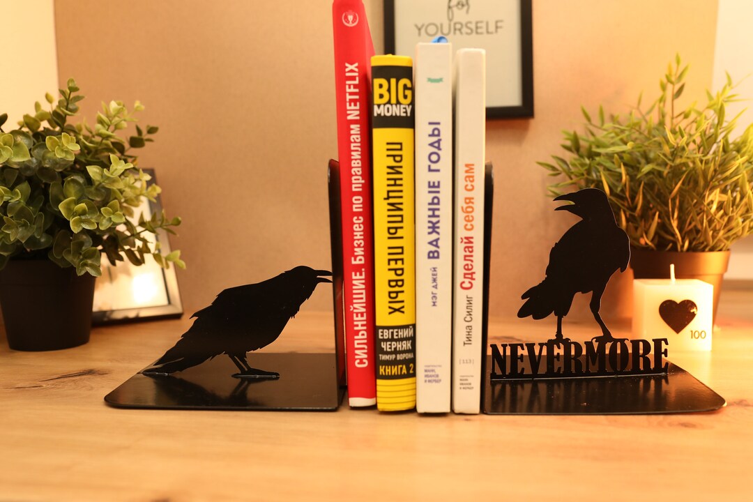 Bookends Edgar Allan Poe Regalo de bienvenida para él Libro gótico termina Nevermore Storage ...