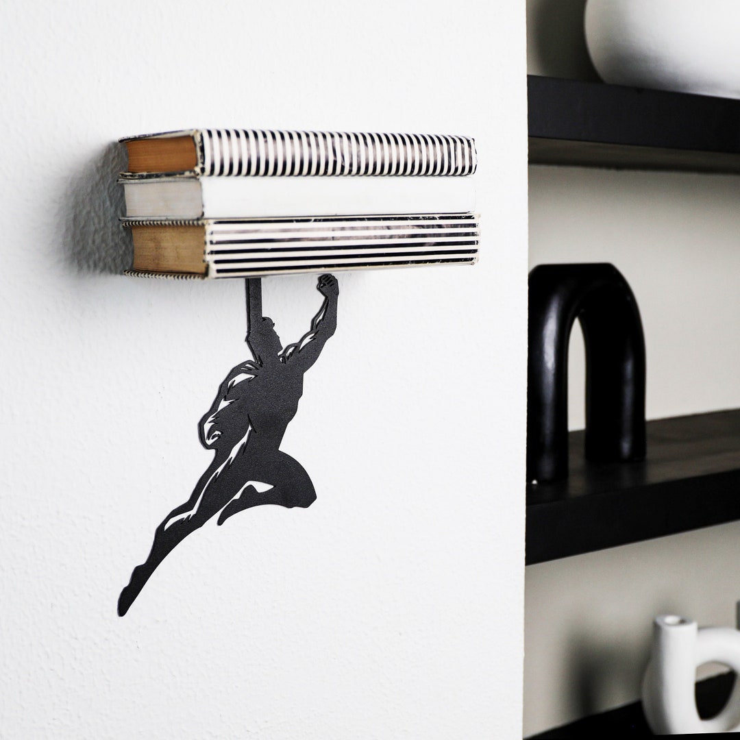 Floating Bookshelf Superhero Wall Art Fantasy Bookshelf Decor Invisible ...