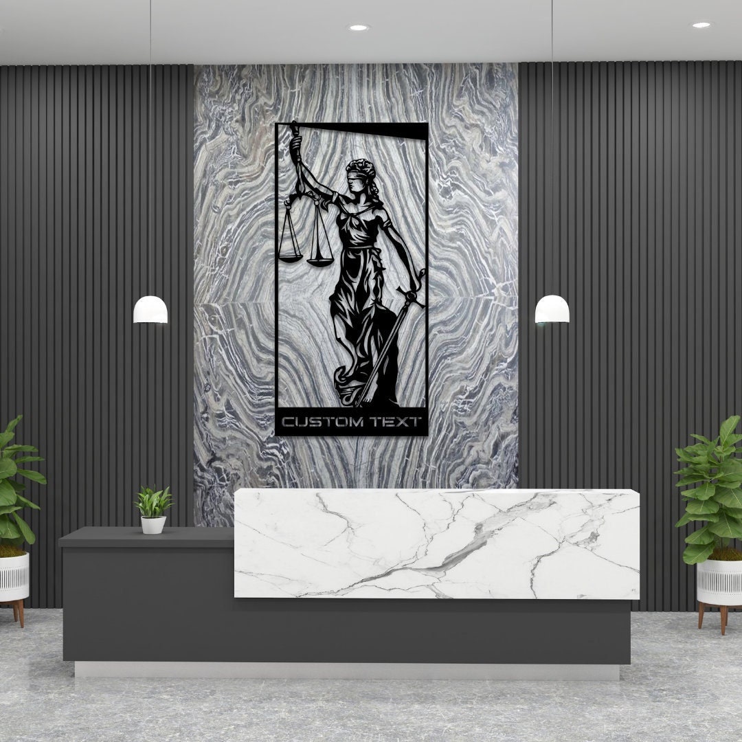 Metal Wall Art Lady Justice Lawyer Gift Law Office Wall Decor Scales of ...