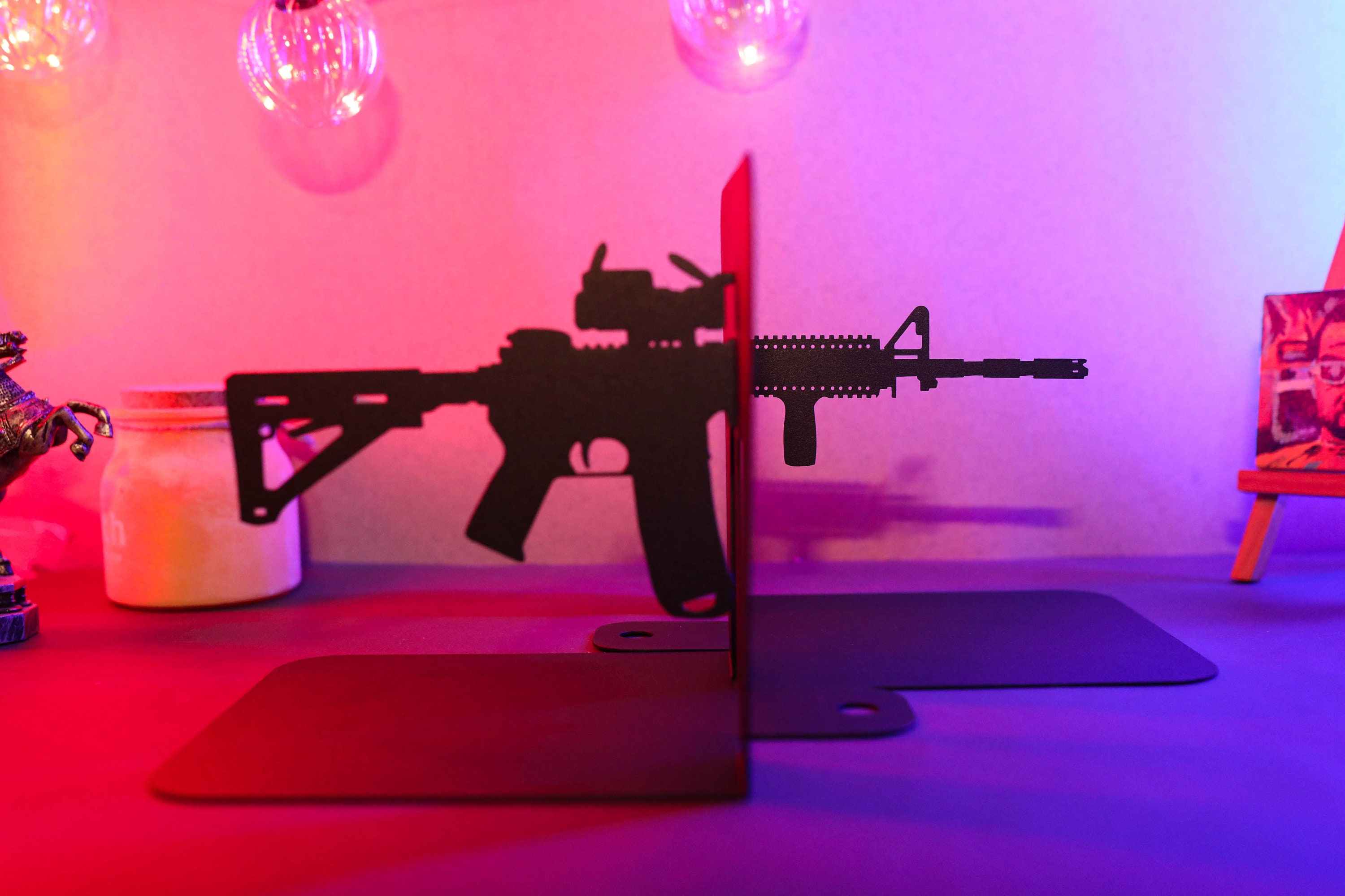Bookends Military Black Metal Art Machine Gun Automatic - Etsy