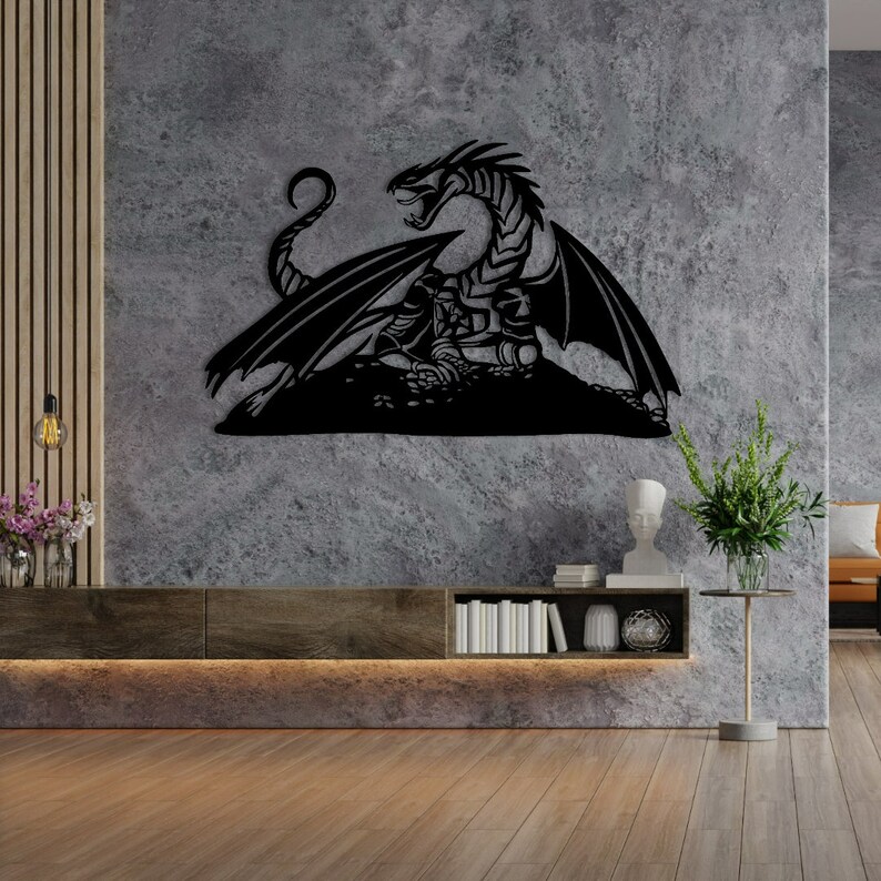 Metal Wall Art Dragon Large Wall Hanging Fantasy Mythic Decor - Etsy
