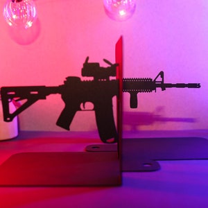 Bookend Gun Black Metal Art AR15, Unique Iron Book End Csgo Machine ...