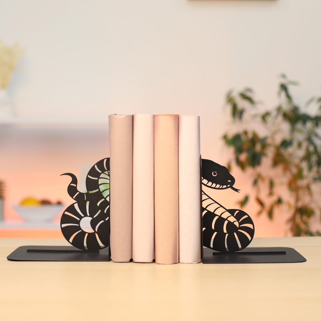 Steel Snake Bookends, Black Metal Art, Home Library Decor - Etsy
