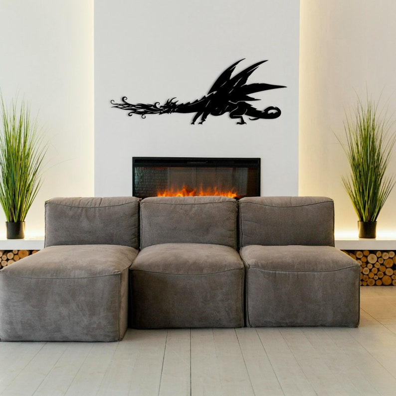 Metal Wall Art Fire Breathing Dragon Home Decor Large Wall - Etsy