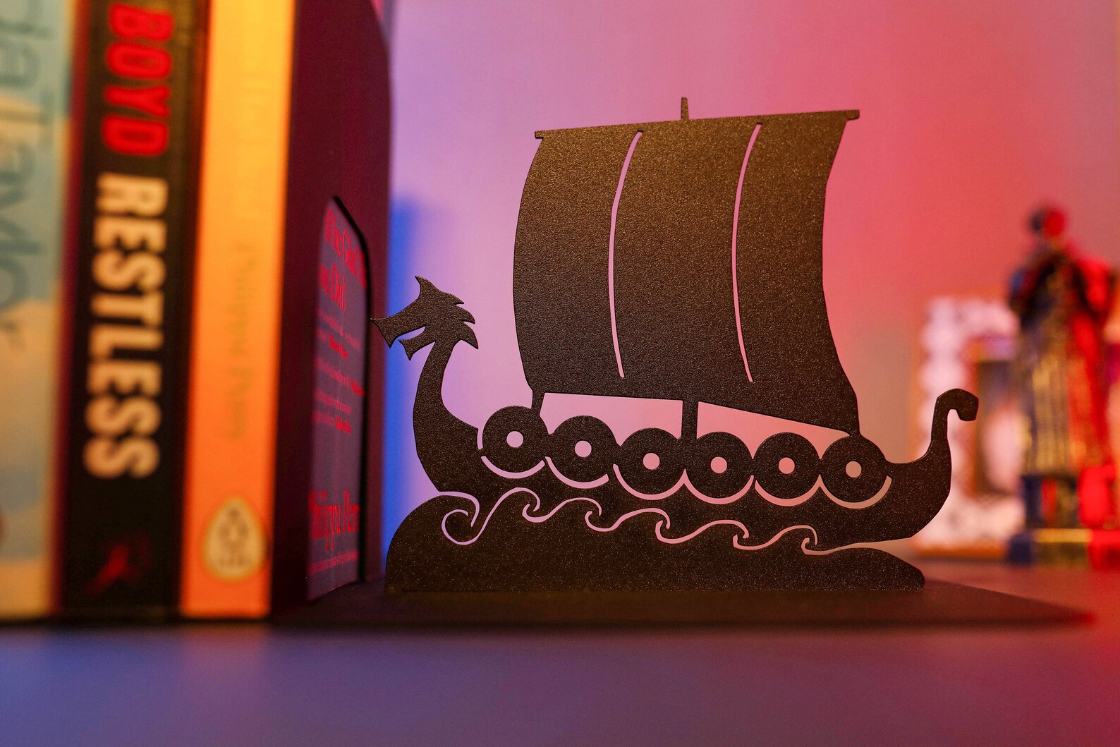 Bookend Set Viking Compass and Drakkar Unique Norse Metal - Etsy