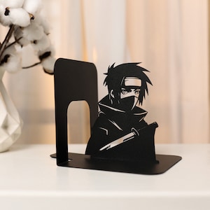 Bookends Anime Ninja Metal Bookend Boys Manga Stand Black Book Holder ...
