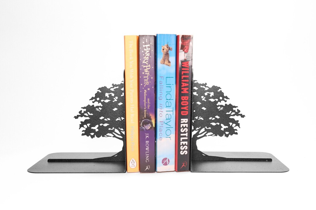 Old Tree Bookends Set, Unique Black Art Nature Book Lover Gifts ...