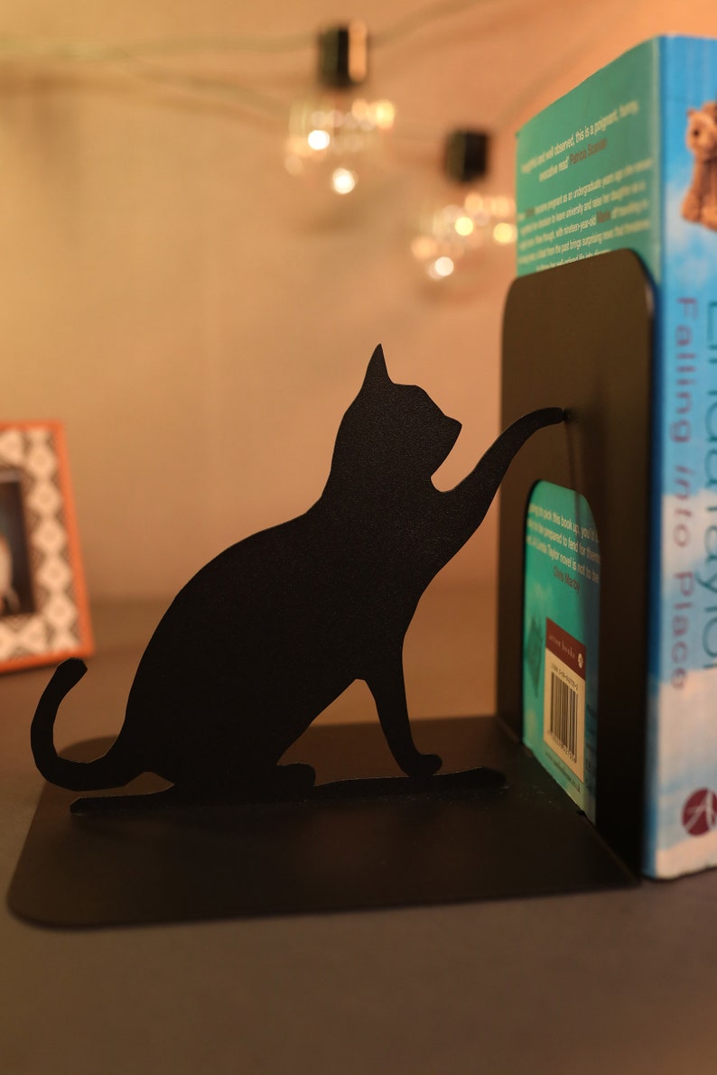 Bookend Cats Black Metal Art Unique Book End Cute Cat Gift - Etsy