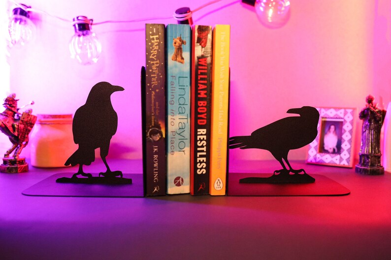 Bookends Raven Metal Gothic Art Unique Book End Metal - Etsy