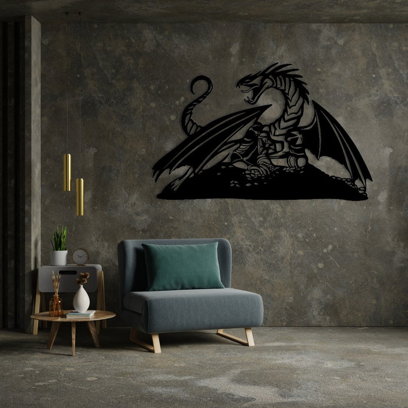 Metal Wall Art Dragon Large Wall Hanging Fantasy Mythic Decor - Etsy