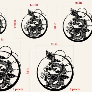 Metal Wall Decor Round Chinese Dragon Modern Home Decor Asian Oriental ...