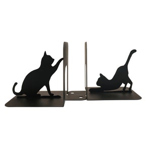 Bookends Cats Metal Black Bookshelf Decor Book Ends Cute Cat - Etsy