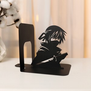Bookends Anime Ninja Metal Bookend Boys Manga Stand Black Book Holder ...