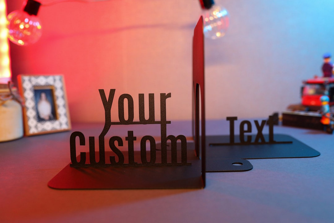 Bookends Your Custom Text Bookshelf Decoration Home Library ...