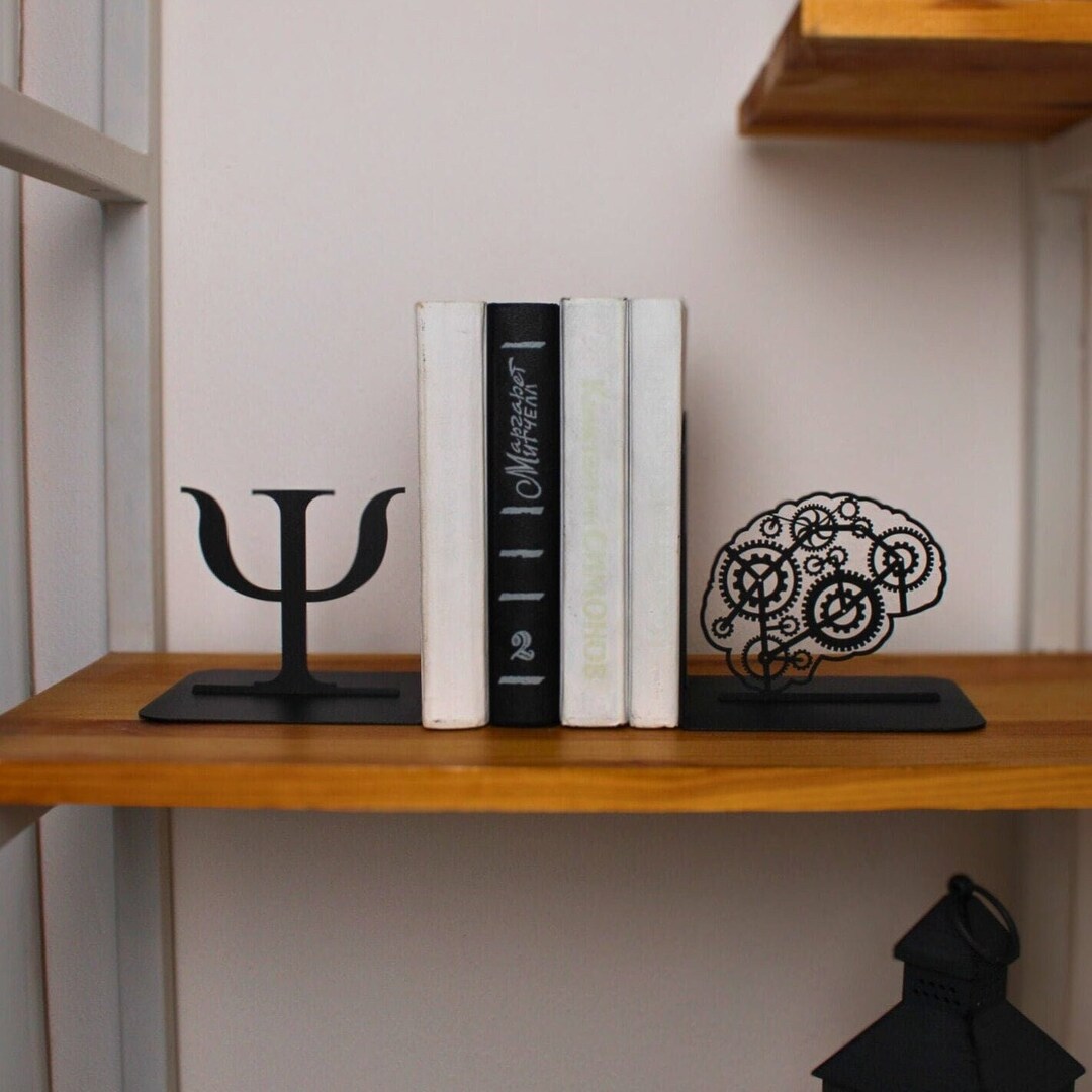 Bookends Psychology Metal Art Unique Book End Brain Therapist Office ...