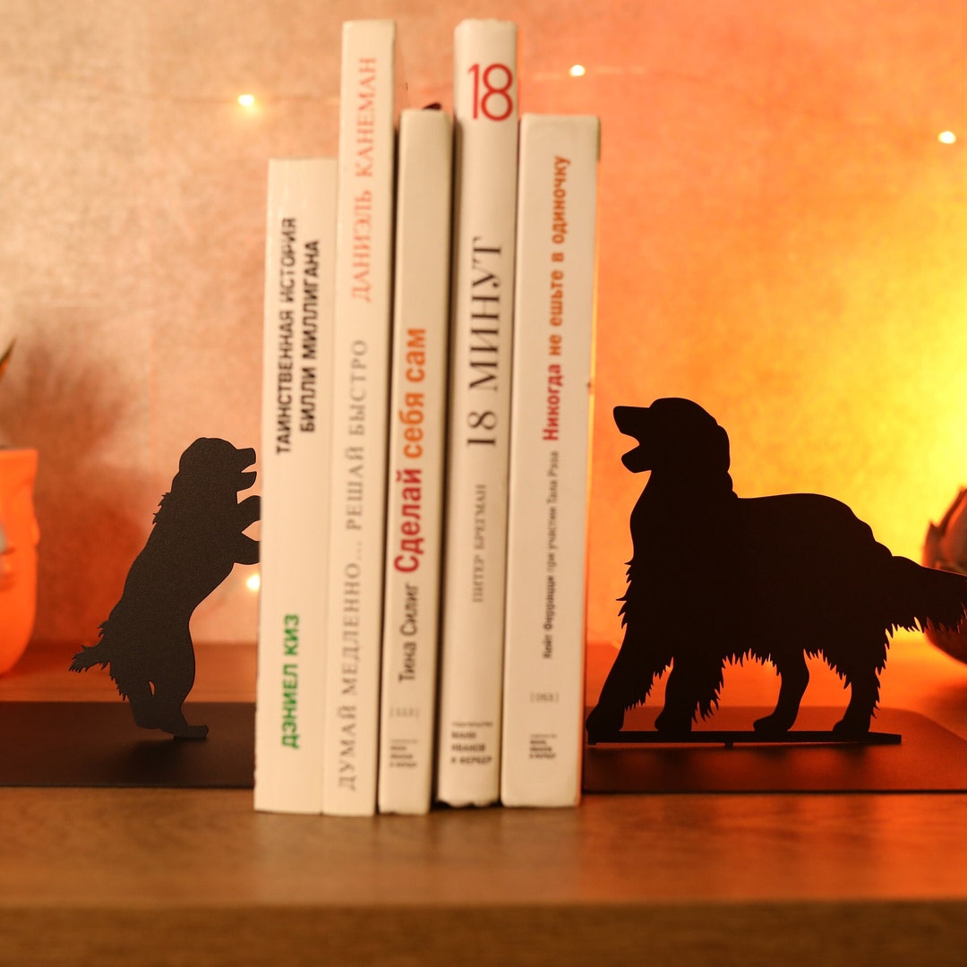 Bookends Golden Retriever Unique Room Decoration Dog Book Ends Black ...