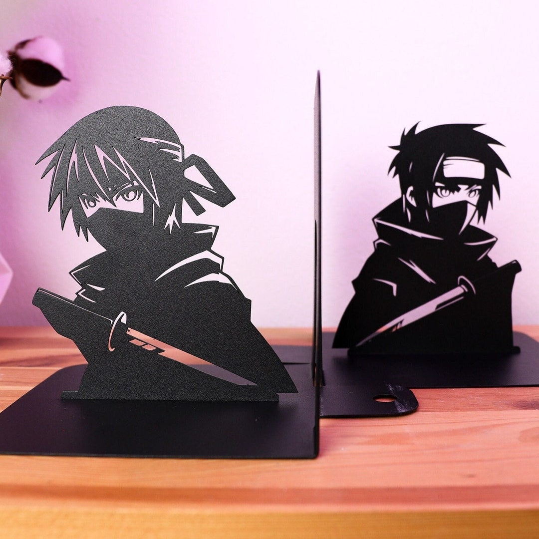 Anime Ninja Metal Bookends - Manga Book Stand, Otaku Room Decor - Etsy