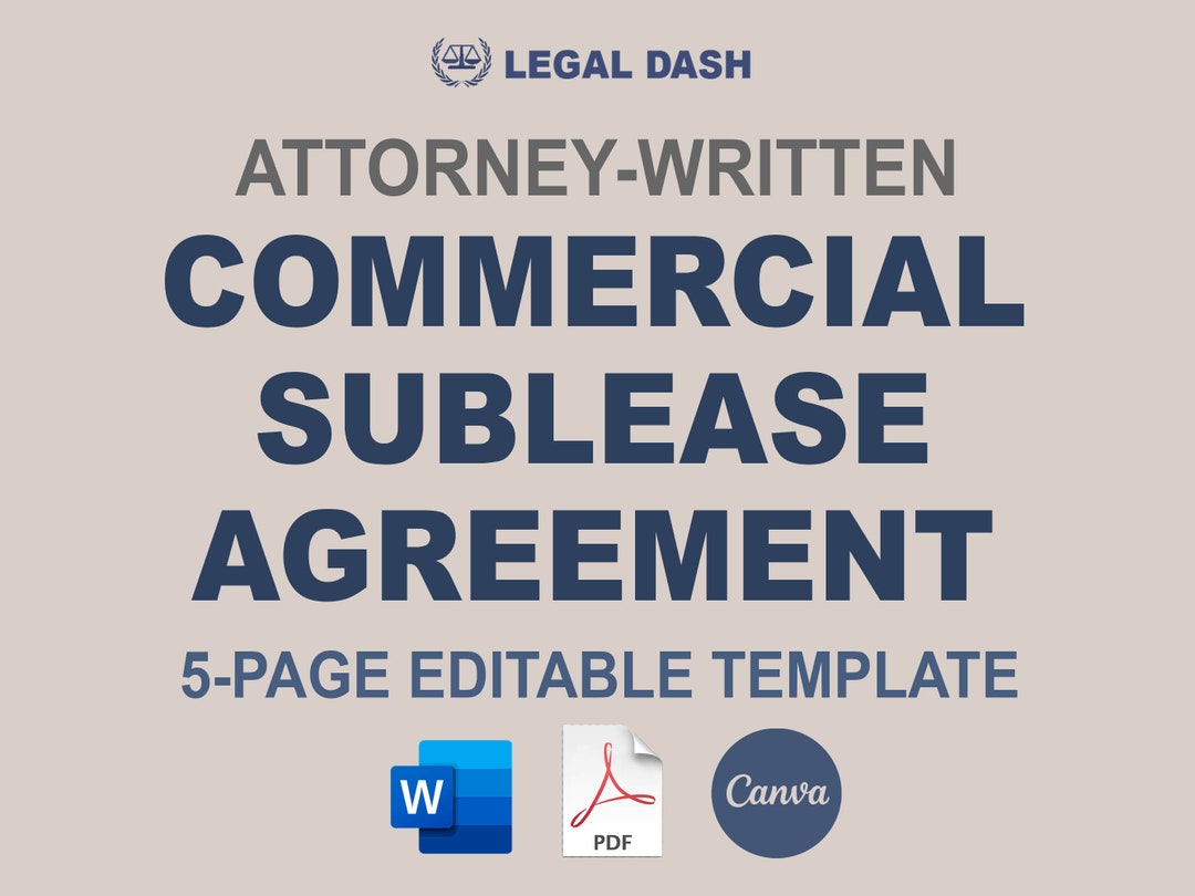 Attorney-written Commercial Sublease Agreement Template (editable ...