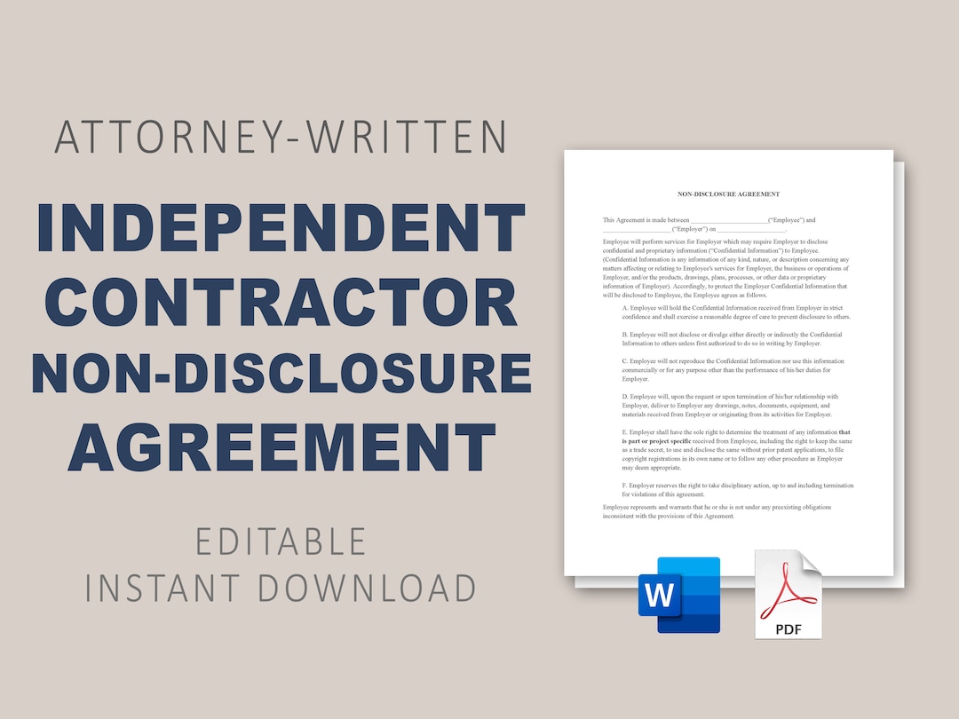Attorney-written Independent Contractor NDA Template (editable Digital ...