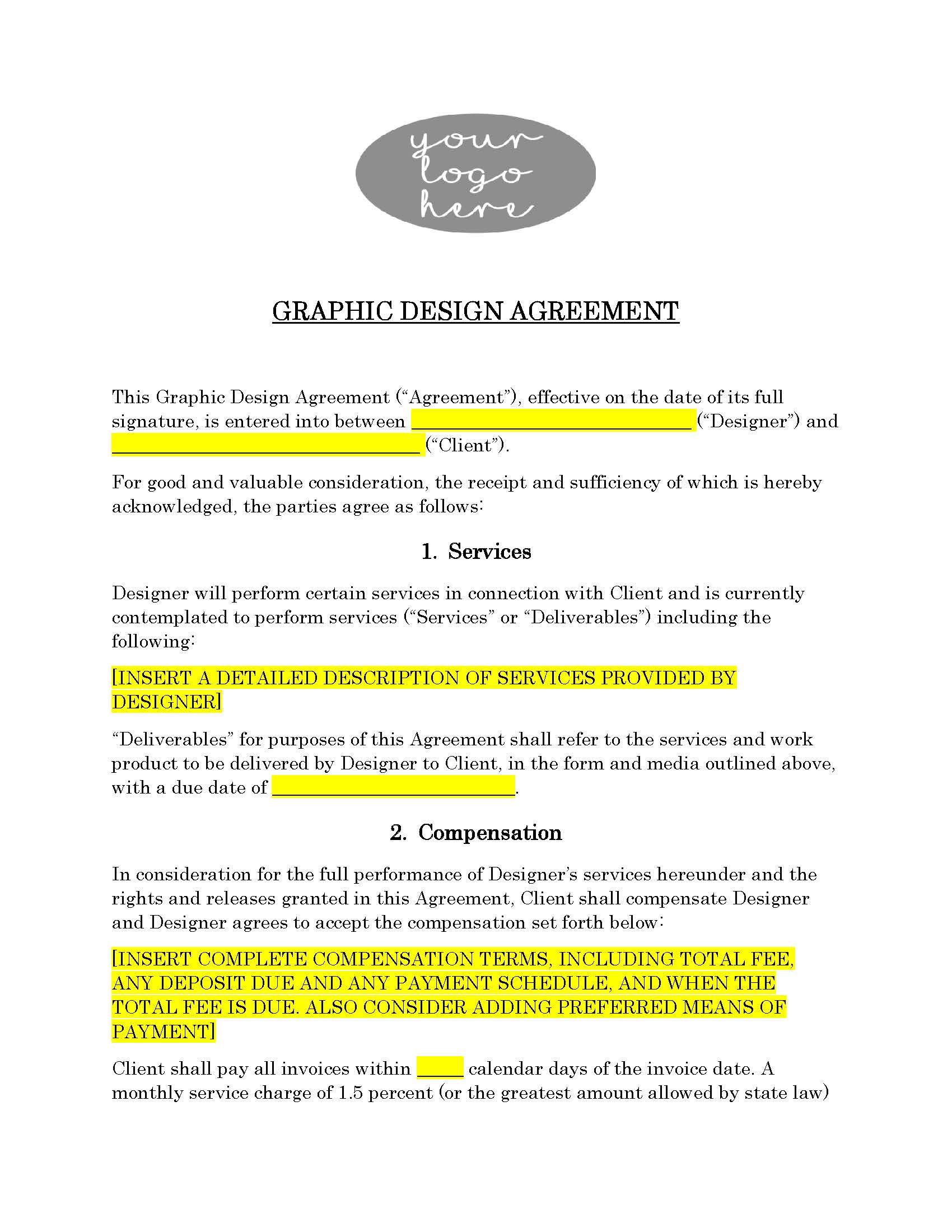 Graphic Design Contract Template: Attorney-written Agreement (PDF ...