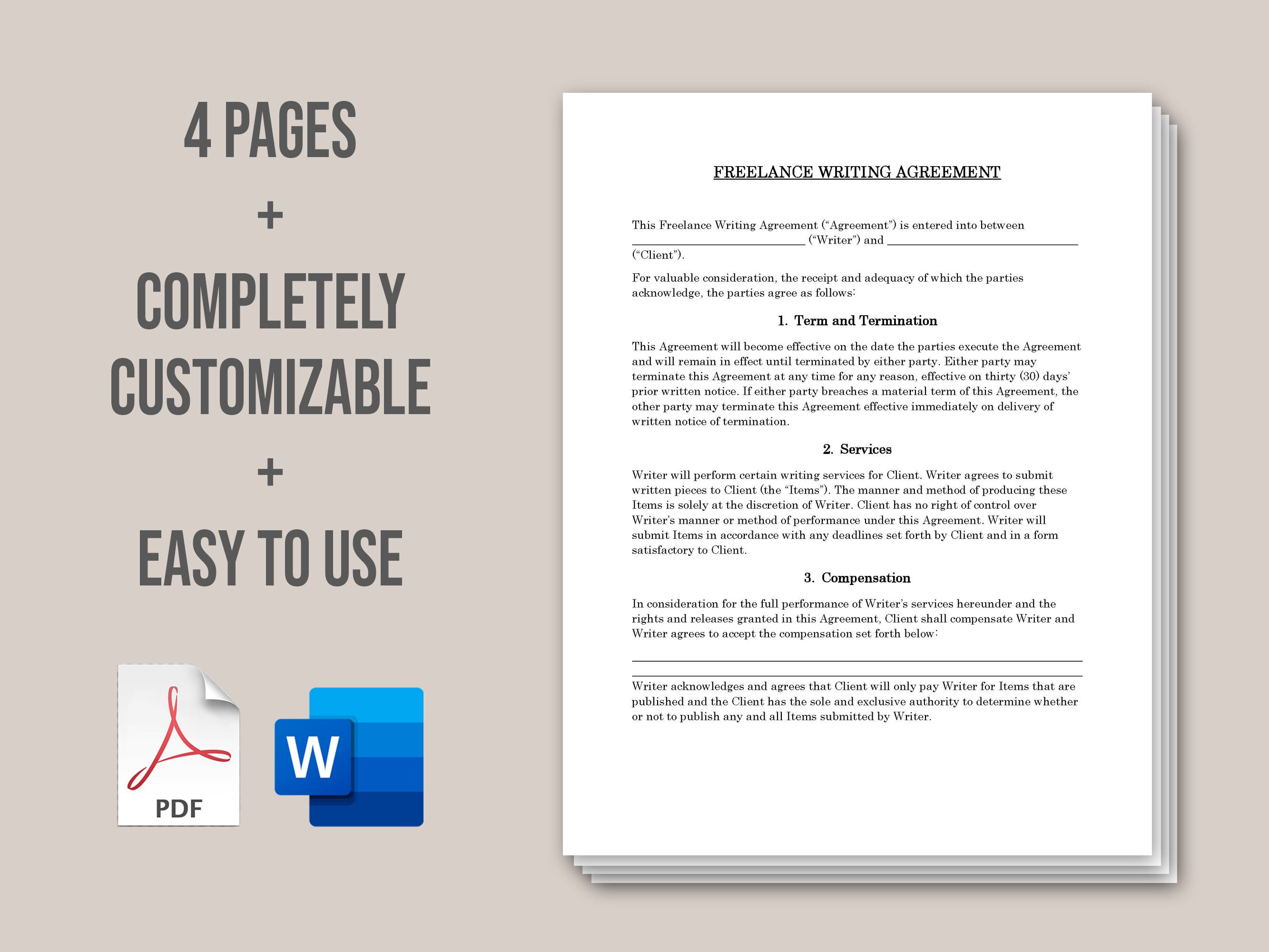 Freelance Writer Agreement Template Attorney-written Instant - Etsy
