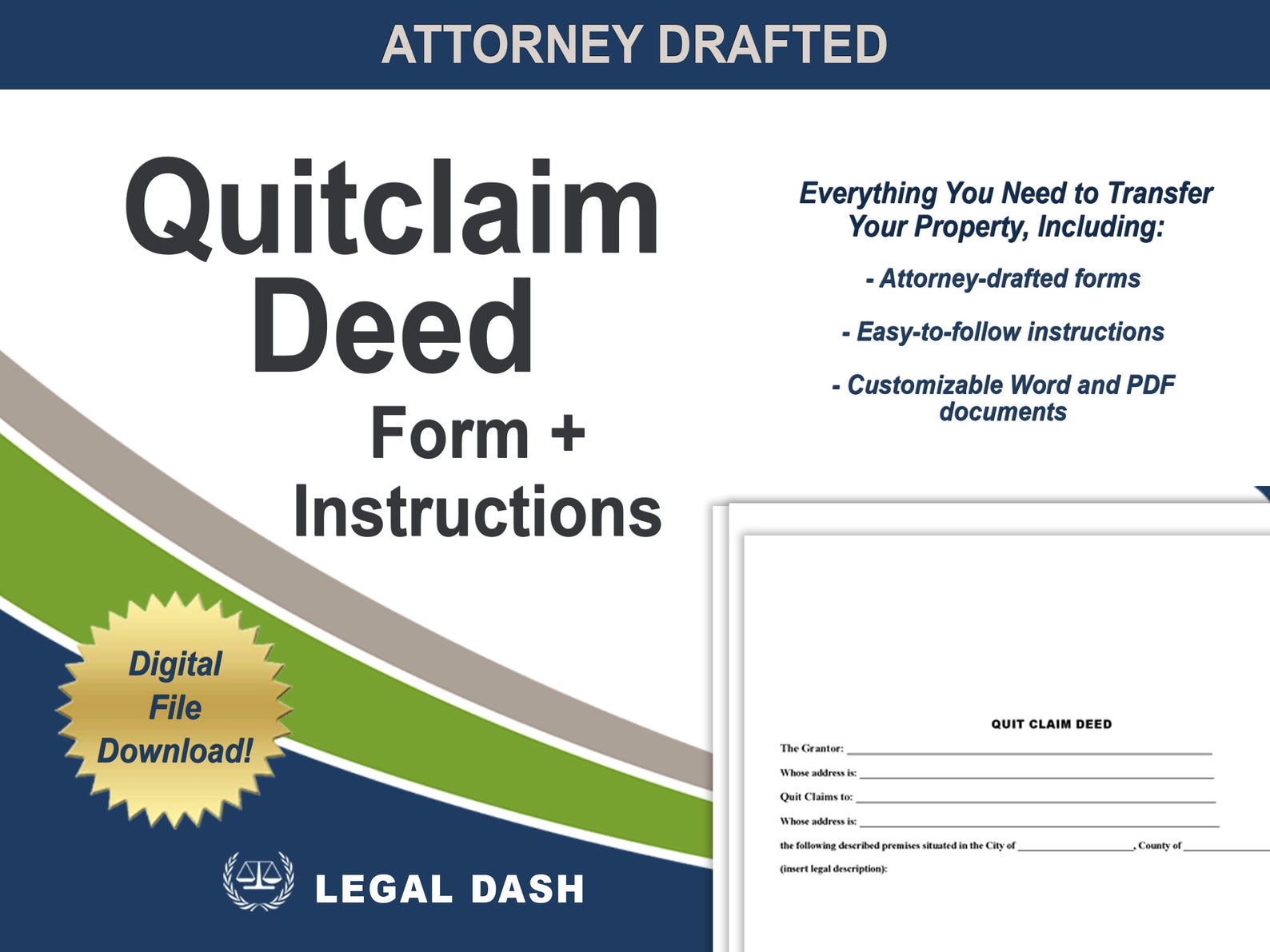 Quitclaim Deed Form With Instructions | Attorney-drafted | Editable ...