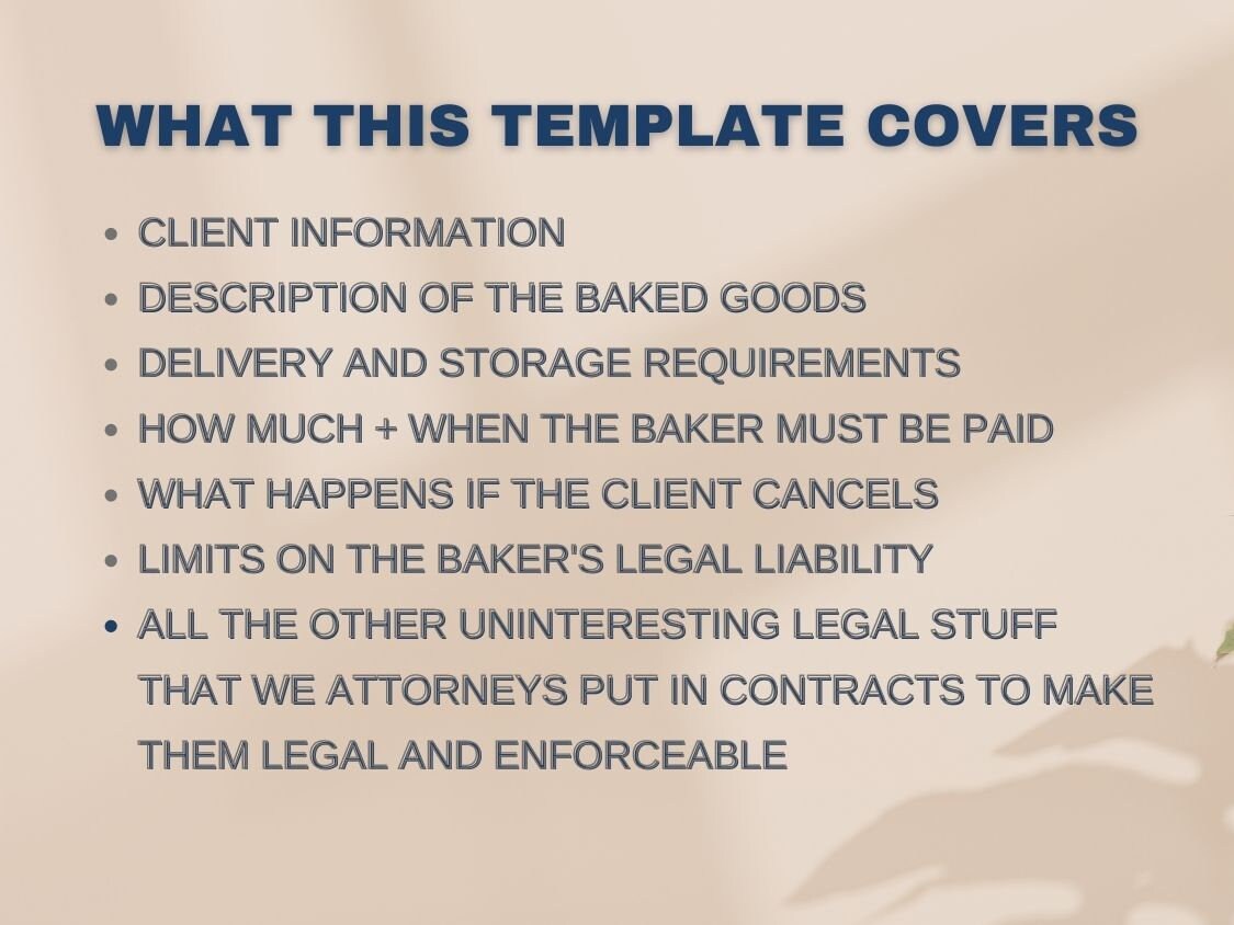 Cake Baking Contract Template: Attorney-written, Editable (digital ...