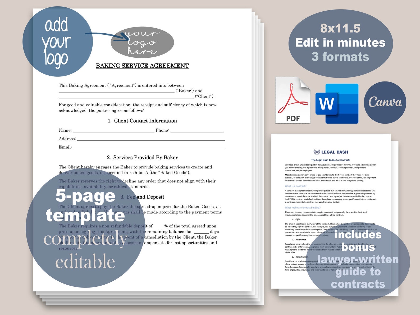 Cake Baking Contract Template: Attorney-written, Editable (digital ...