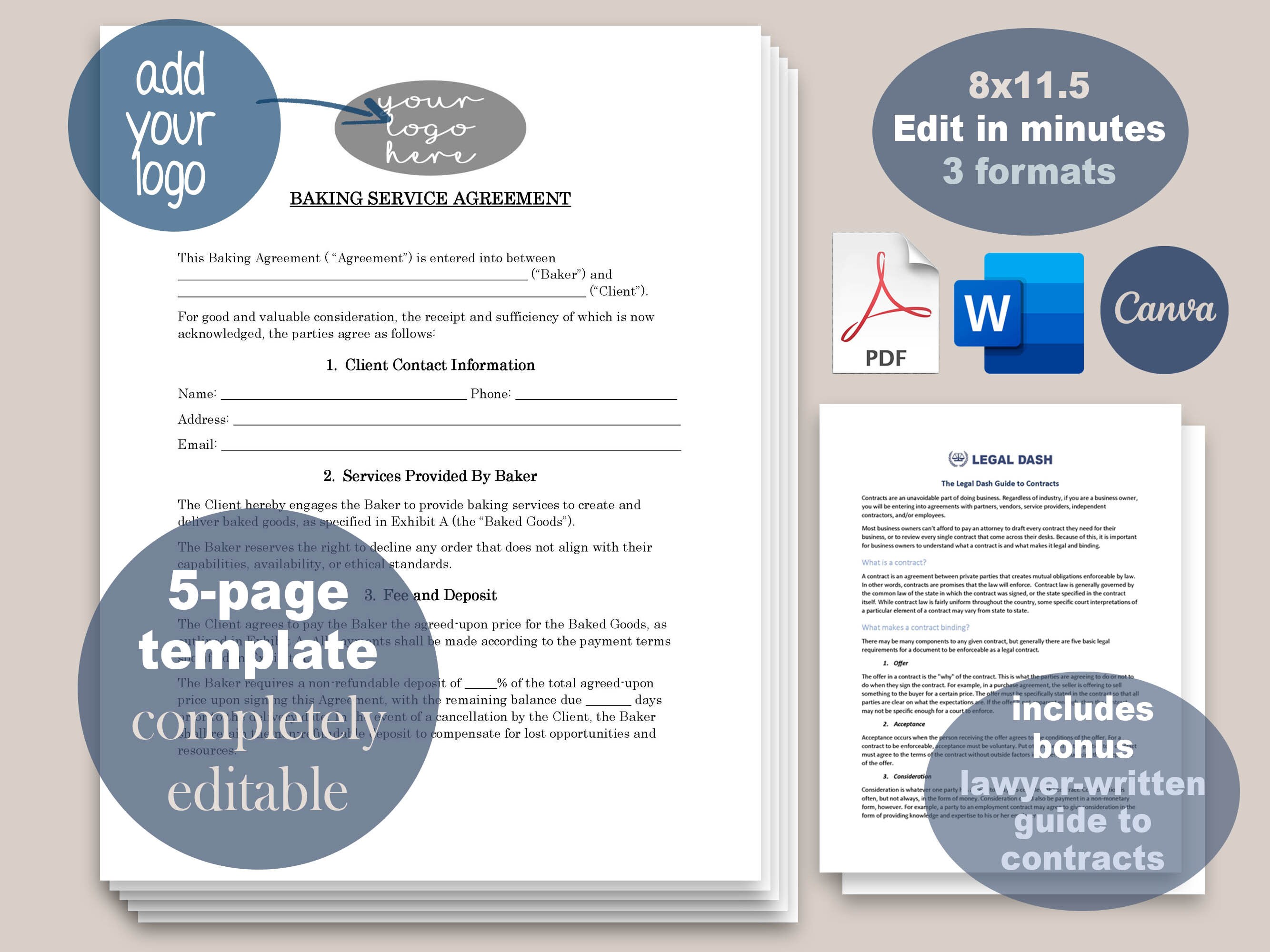 Cake Baking Contract Template: Attorney-written, Editable (digital ...