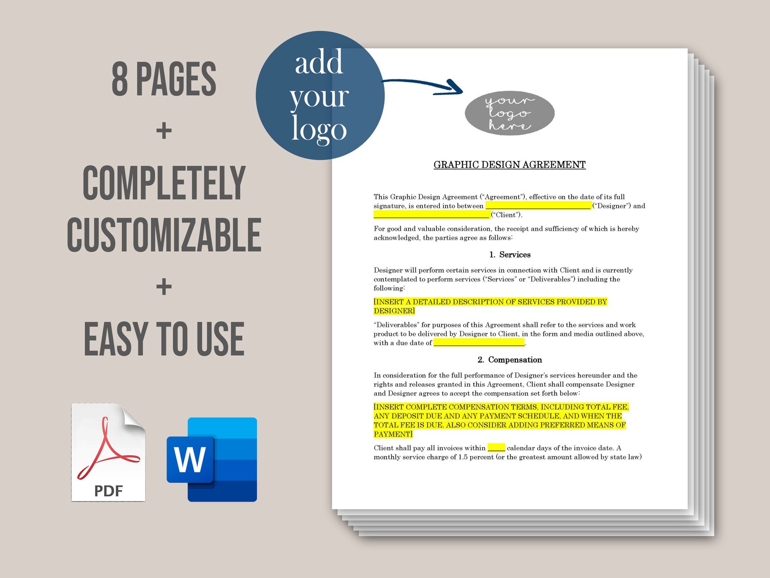 Graphic Design Contract Template Attorney-written Editable - Etsy