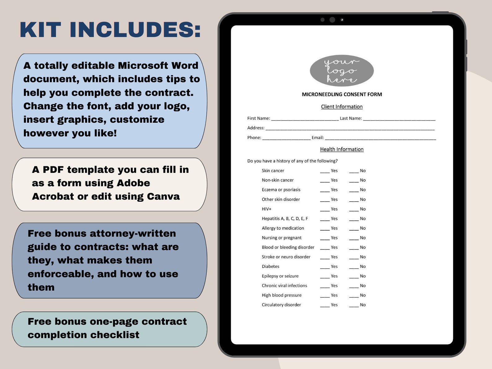 Microneedling Consent Form Template | Attorney-written Editable Instant ...