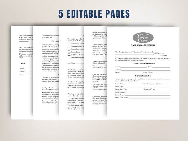 Attorney-written Catering Contract Template: Editable Agreement ...