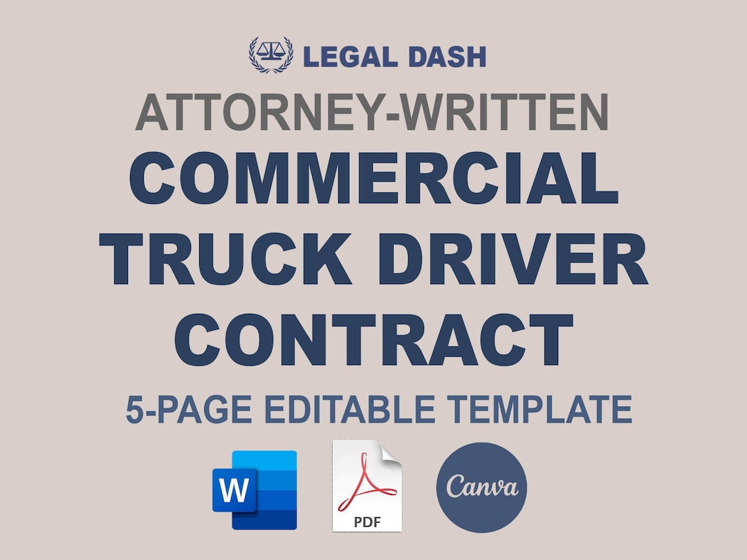 Commercial Truck Driver Contract Template: Attorney-written, Editable ...