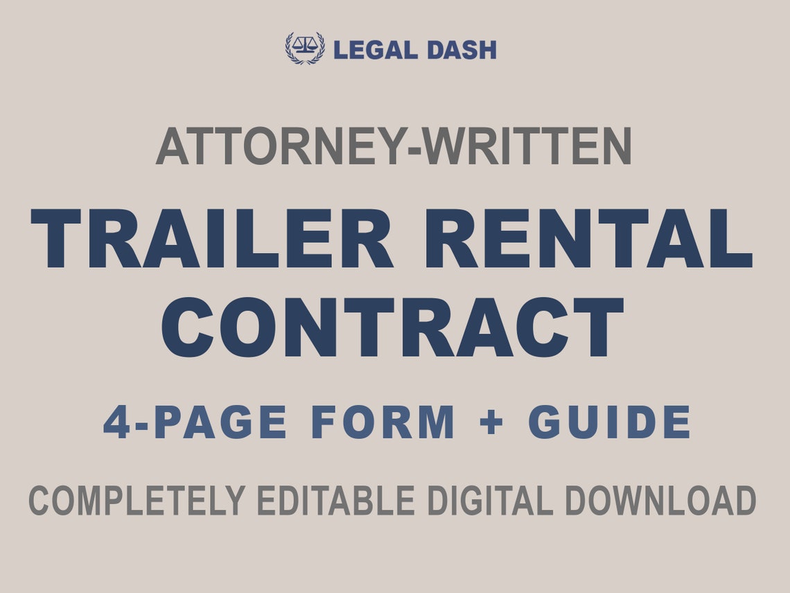 Trailer Rental Contract Template Attorney-written Editable - Etsy