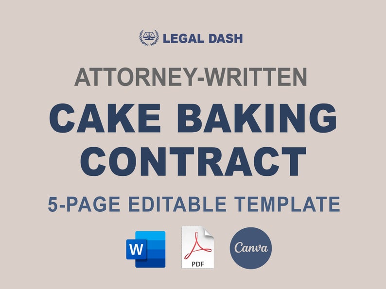 Cake Baking Contract Template: Attorney-written, Editable (digital ...