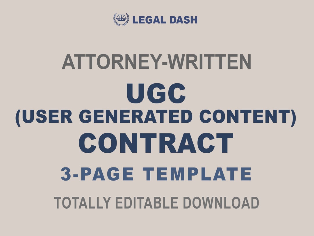 UGC Contract Template Attorney-written Editable Instant Download UGC ...