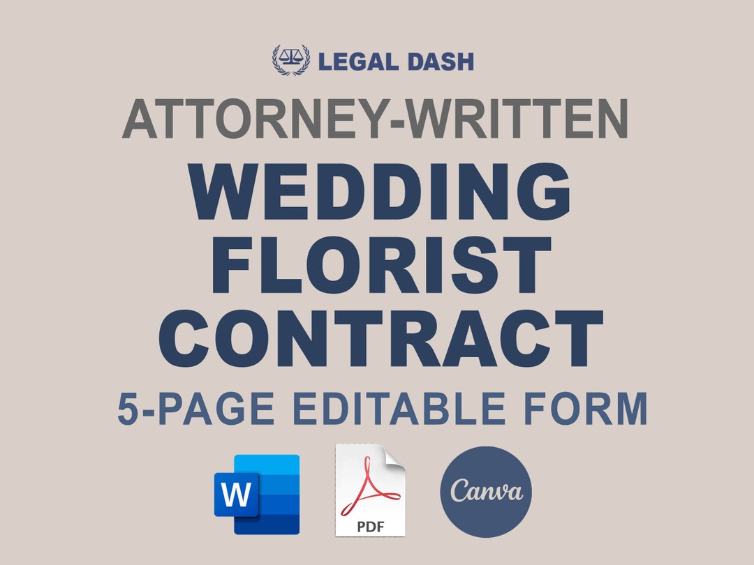 Attorney-written Wedding Florist Contract Template: Editable Form ...