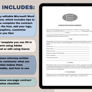 Portrait Photography Contract Template | Attorney-written Editable ...