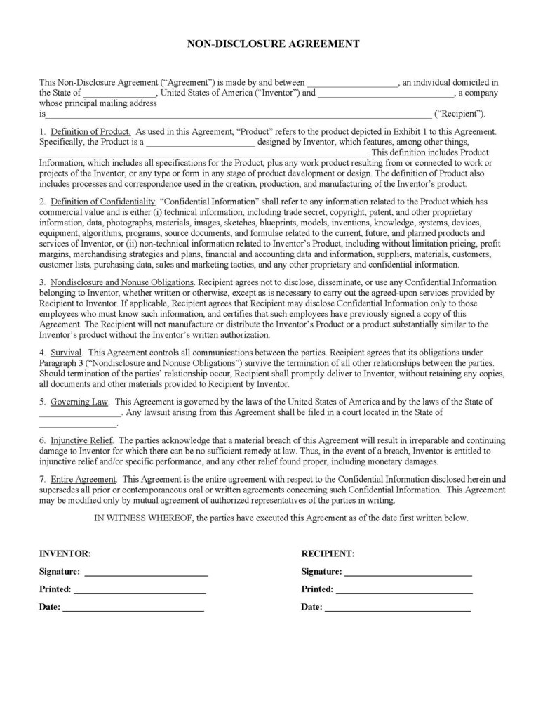 Product Invention Non-disclosure Agreement Form | Attorney-written ...